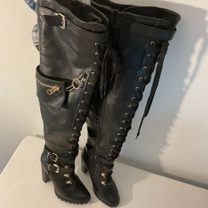 Shoes | Thigh High Elira High Block Heel Bootsnew | Poshmark